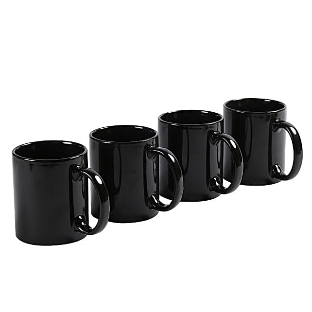 Buy/Send Set of 4 Plain Black Mugs Online- FNP