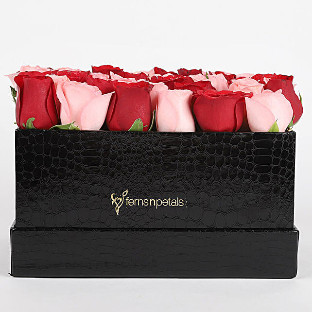 Buy/Send Red & Pink Roses Box Arrangement Online- FNP