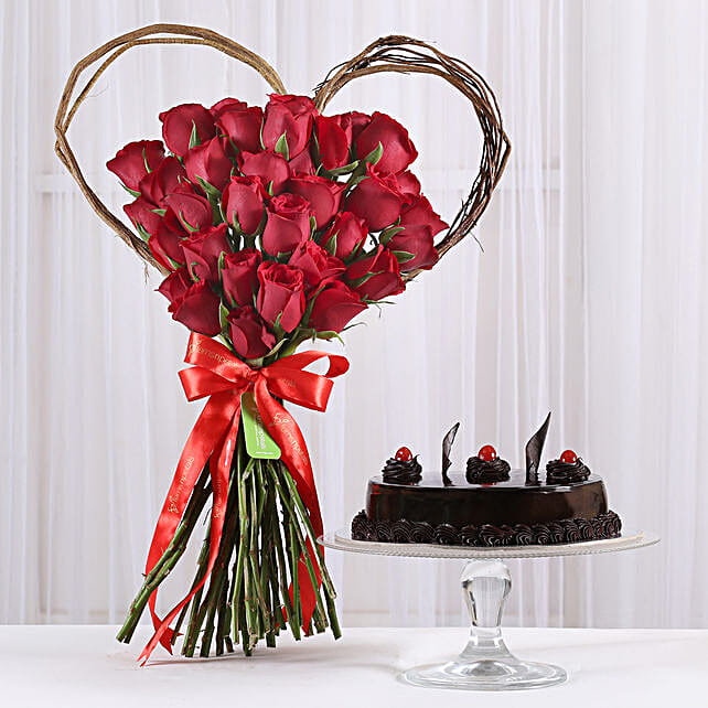 Buy/Send 30 Red Roses & Truffle Cake Combo Online- FNP