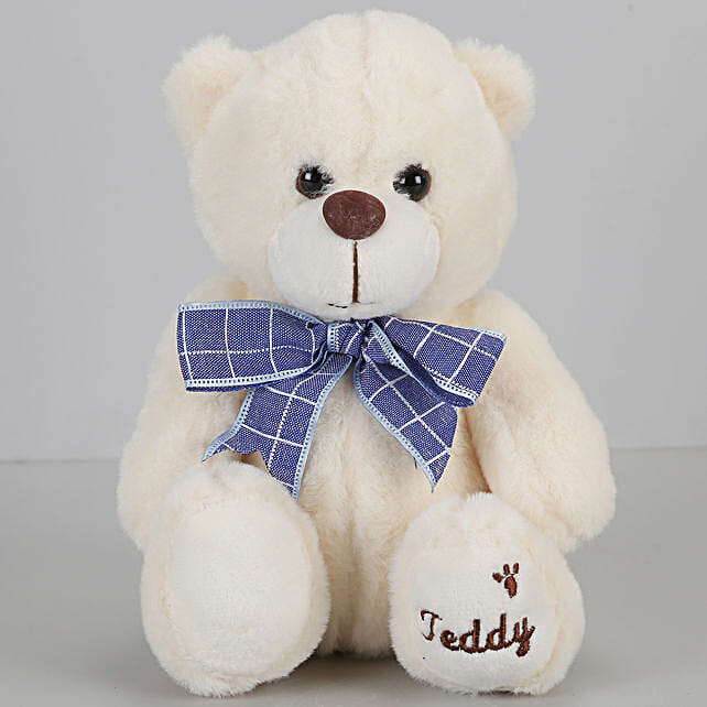 Buy/Send Teddy Bear With Bow- Cream Online- FNP