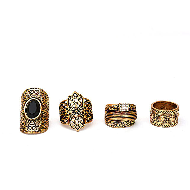 Buy/Send Gypsy Style Set of 4 Rings Online- FNP