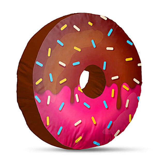 Buy/Send Velvet Fabric Donut Cushion-Chocoberry Online- FNP