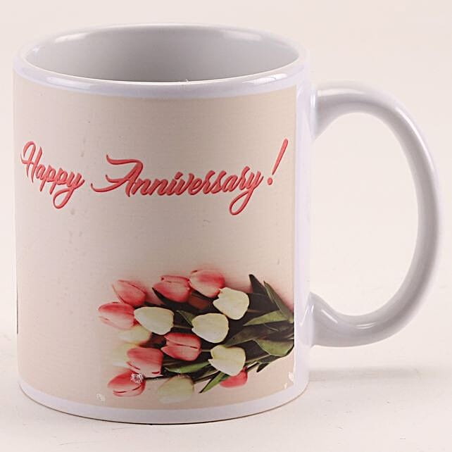 Buy/Send Happy Anniversary Floral Printed White Mug Online- FNP