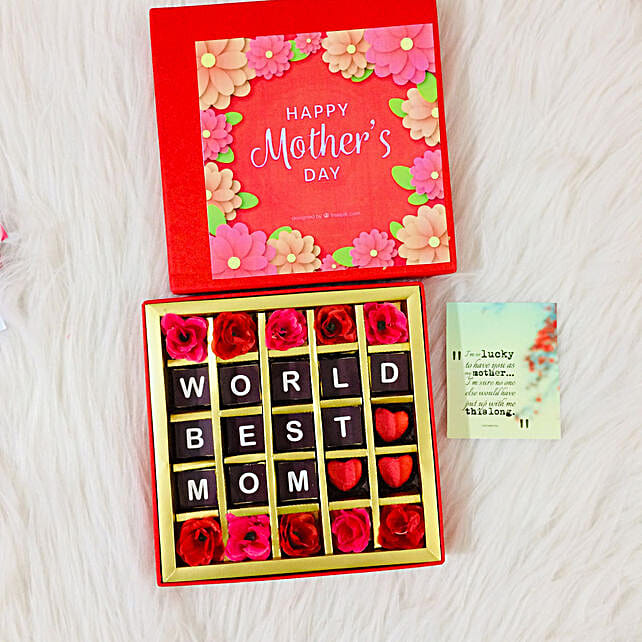 Buy/Send World Best Mom Chocolate Box With Artificial Roses Online- FNP