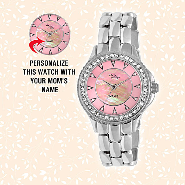 Buy/Send Personalised Silver & Pink Watch For Her Online- FNP
