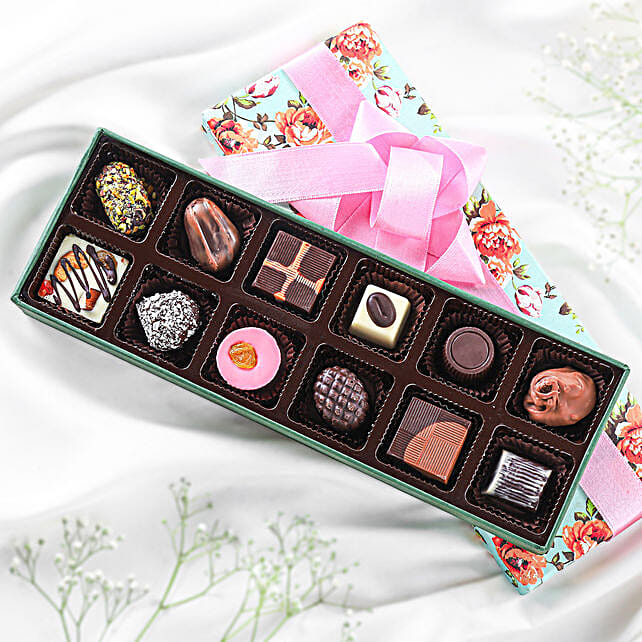 Buy/Send Premium Floral Box Of Assorted Chocolates- 12 Pcs Online- FNP