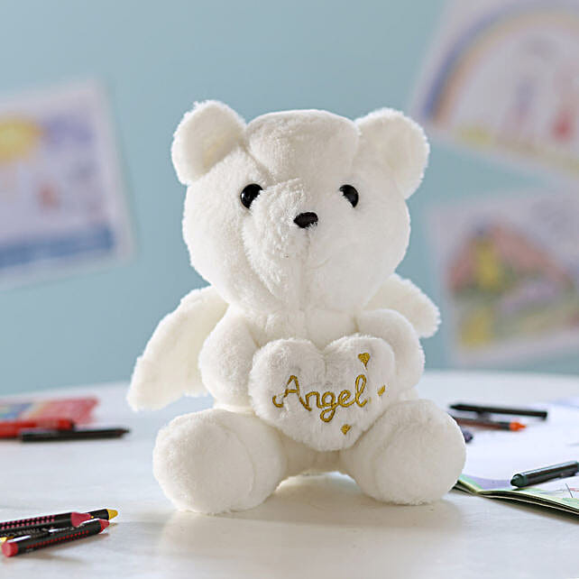 Buy/Send Hanging Angel Bear Soft Toy- White Online- FNP