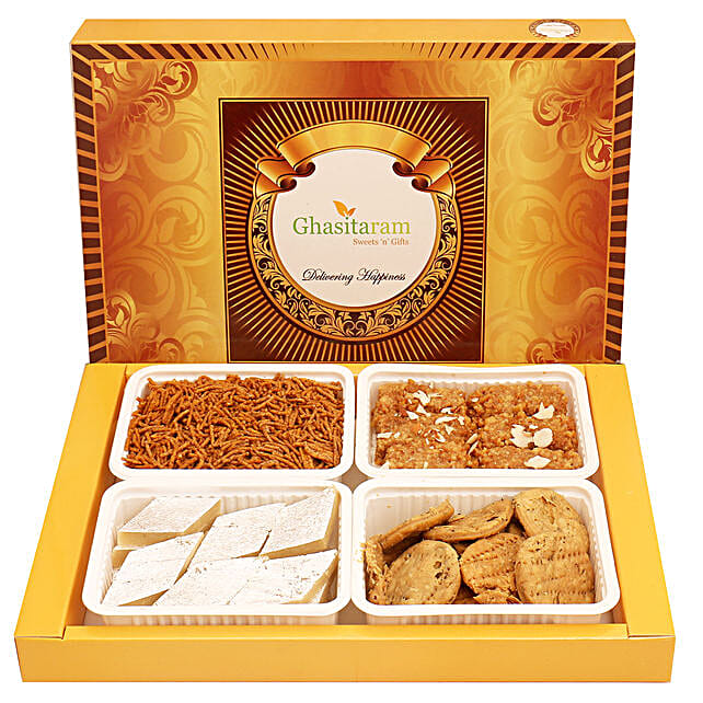 Buy/Send Kaju Katli, Milk Cake, Methi Mathi & Soya Sev Box Online- FNP