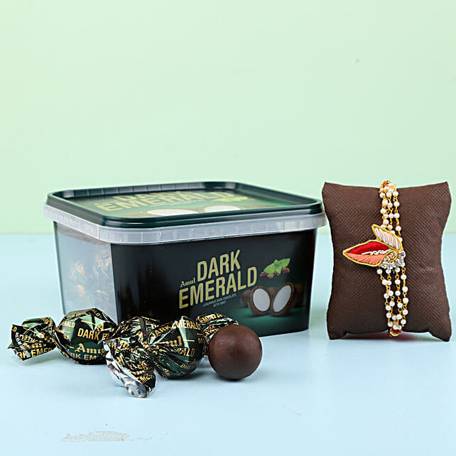 Buy/Send Amul Dark Emerald & Rakhi Combo Online- FNP