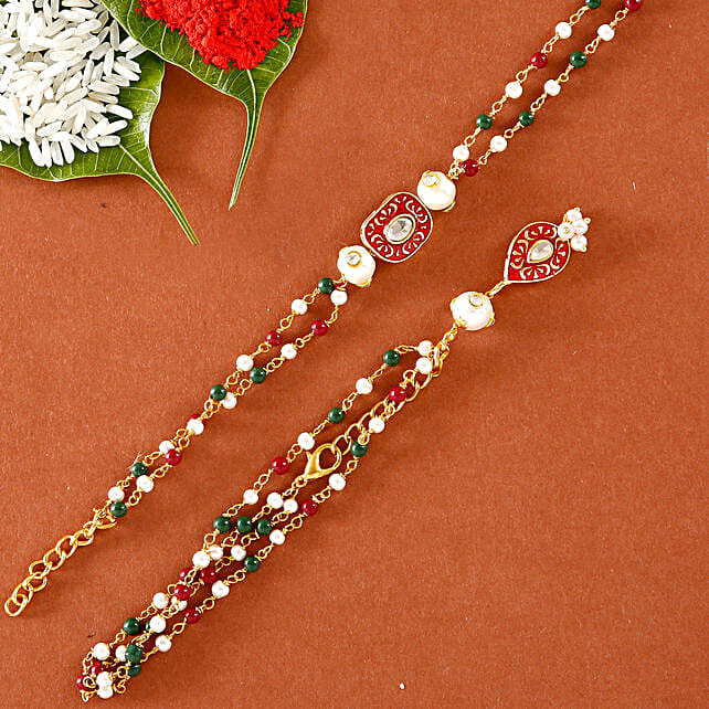 Buy/Send Beaded Lumba & Bracelet Rakhi Set Online- FNP