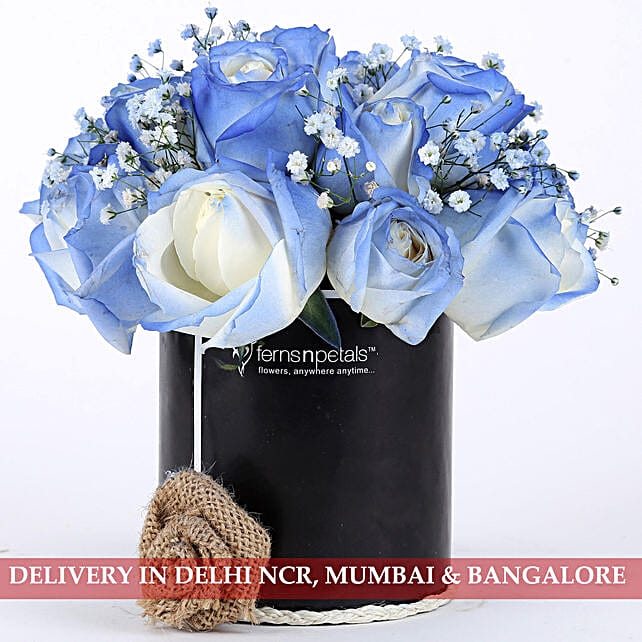 Buy/Send Shaded Love Blue Roses Arrangement Online- FNP