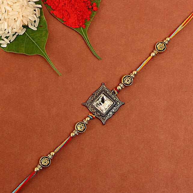 Buy/Send Square Kundan Rakhi Online- FNP