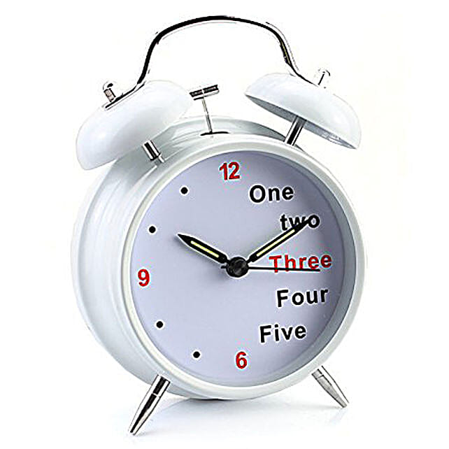 Buy/Send Twin Ring Double Bell Alarm Clock 2.5- White Online- FNP