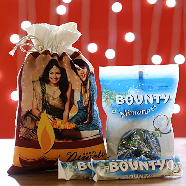 Buy/Send Bounty Chocolates & Personalised Gunny Bag Online- FNP