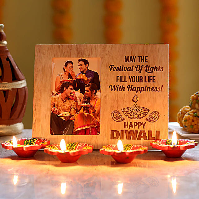 Buy/Send Happy Diwali Photo Frame & Diyas Online- FNP