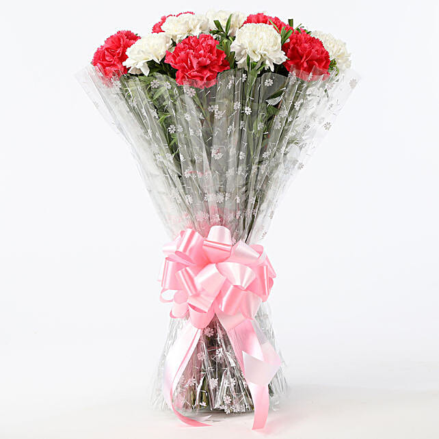 Buy/Send Beautiful White & Pink Carnations Online- FNP