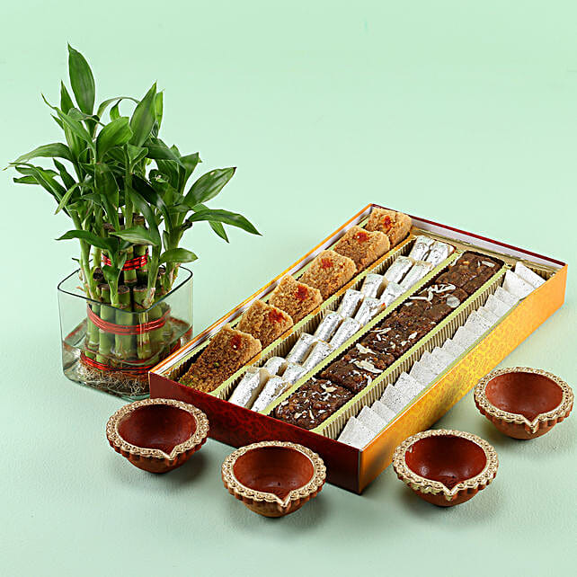 Buy/Send 2 Layer Bamboo & Assorted Sweet Box Online- FNP
