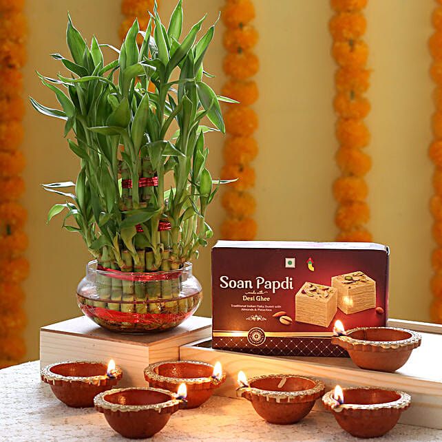 Buy/Send 3 Layer Bamboo Sweet Diwali Combo Online- FNP