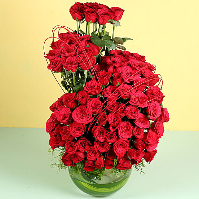 Buy/Send Heavenly 120 Red Roses Round Vase Online- FNP