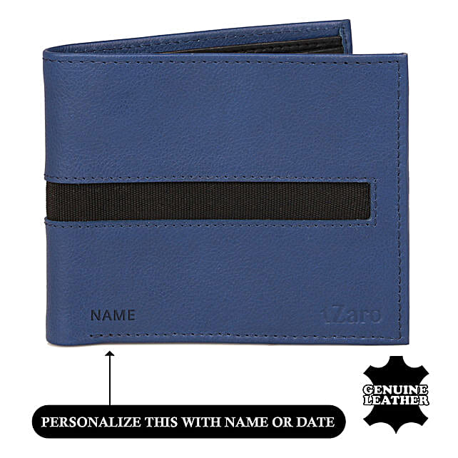 Buy/Send Bi-Fold Blue & Black Wallet For Men Online- FNP