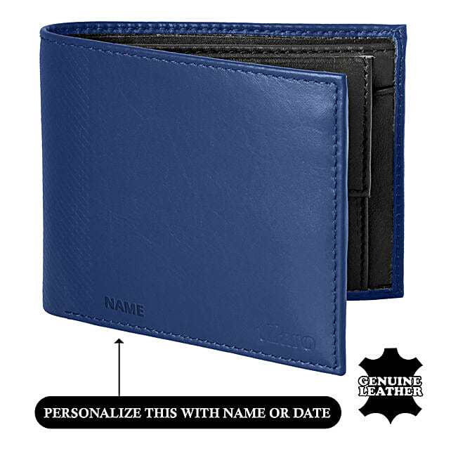 Buy/Send Men's Bi-Fold Blue & Black Wallet Online- FNP
