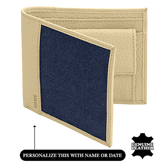 Buy/Send Men's Bi-Fold Blue & White Wallet Online- FNP