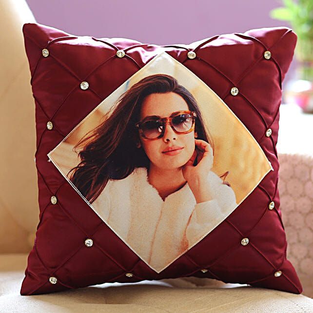Buy/Send Stone Studded Personalised Cushion Cover Online- FNP