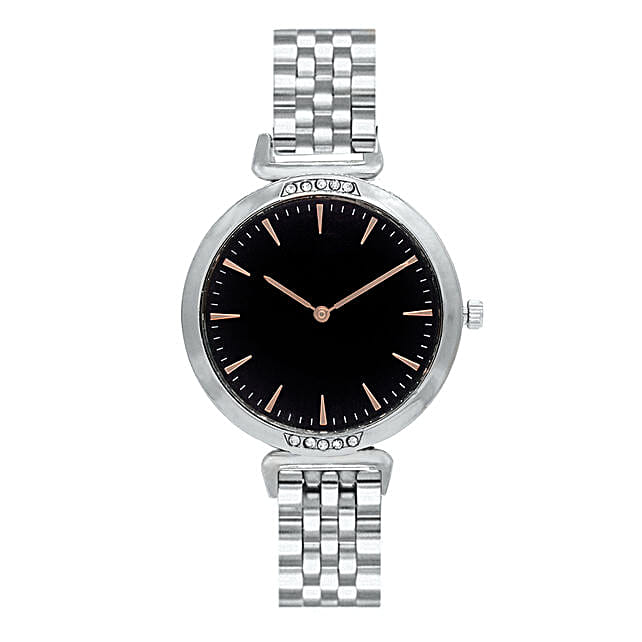 Buy/Send Classic Black Silver Watch Online- FNP