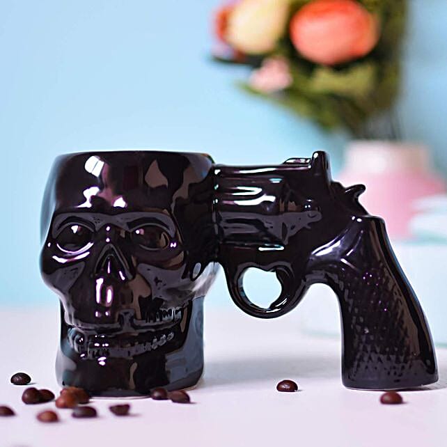 Buy/Send 3D Skull Mug With Revolver Handle Online- FNP