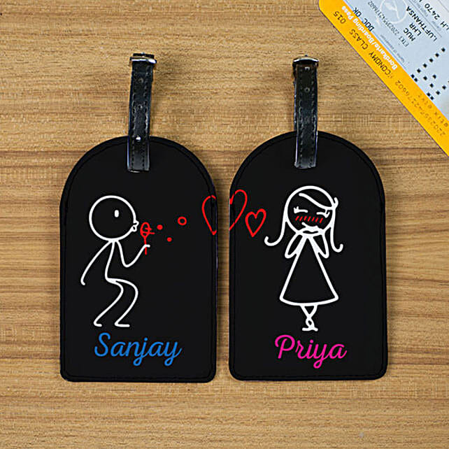 Buy/Send Personalised Luggage Tags for Couple Online- FNP