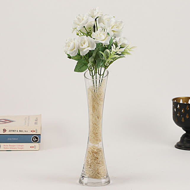 Buy/Send Ferns N Petals White rose Bunch Artificial Flower Online- FNP