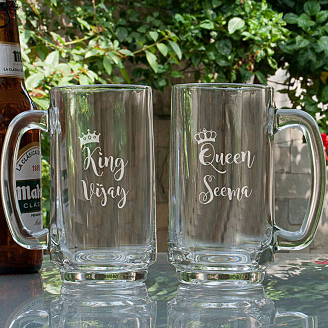 Buy/Send Personalised King & Queen Beer Mugs Online- FNP