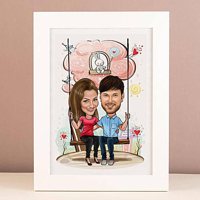 Buy/Send Personalised Couple on Swing Caricature Frame Online- FNP