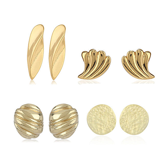 Buy/Send Estele - Gold Textured Studs Combo Online- FNP