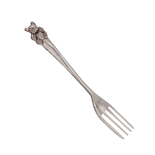 Buy/Send Silver Baby Fork Teddy Bear Design Online- FNP
