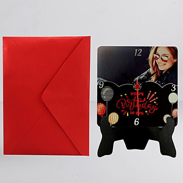 Buy/Send Personalised Birthday Table Clock & Greeting Card Online- FNP