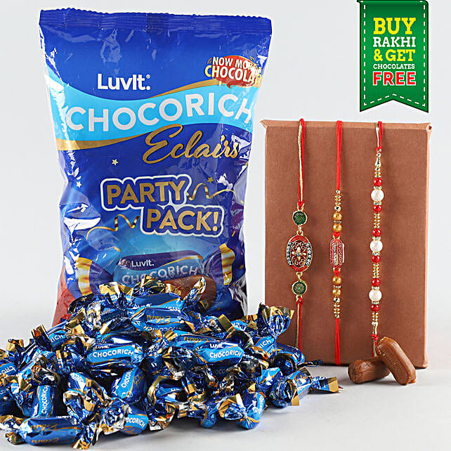 Buy/Send Free LuvIt Chocorich Eclairs With Designer Rakhis Online- FNP