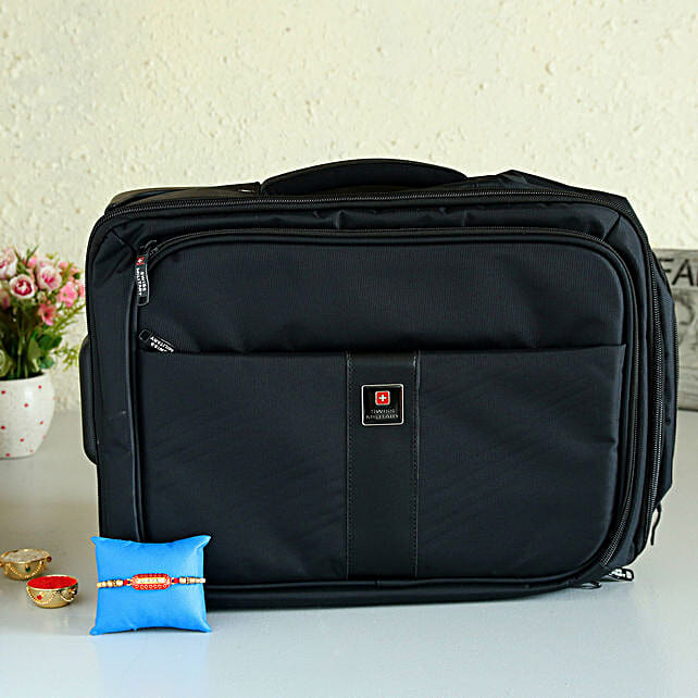 Buy/Send Swiss Military Laptop Briefcase & Capsule Rakhi Online- FNP