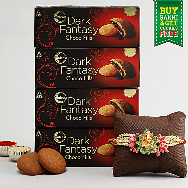 Buy/Send Free Dark Fantasy Boxes With Colourful Ganesha Rakhi Online- FNP