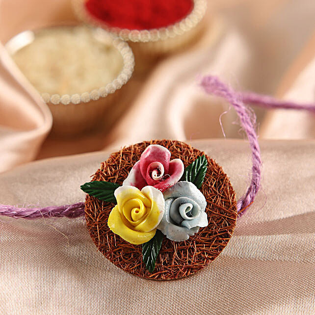Buy/Send Rose Flower Bread Crumbs Rakhi Online- FNP
