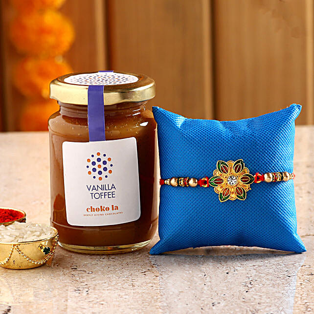 Buy/Send Choko La Vanilla Toffee Choco Spread & Rakhi Online- FNP