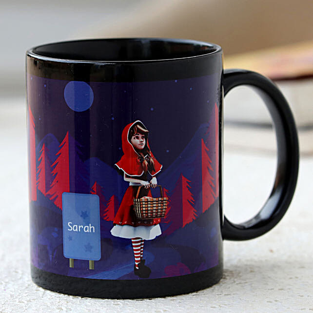 Buy/Send Red Riding Hood Personalised Black Mug Online- FNP