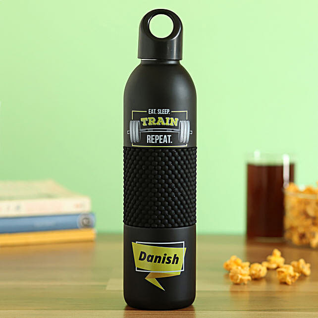 Buy/Send Personalised Black Flask With Bubble Grip Online- FNP