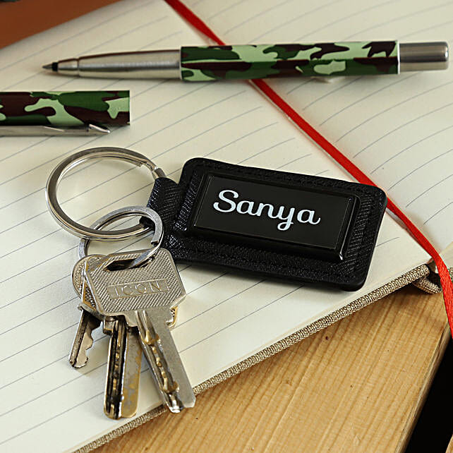 Buy/Send PU Leather Personalised Keychain Online- FNP