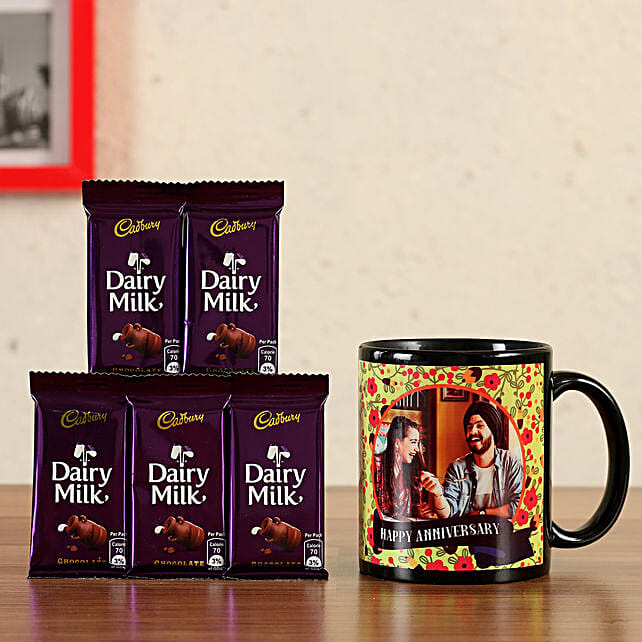 Buy/Send Personalised Black Mug & Dairy Milk Online- FNP