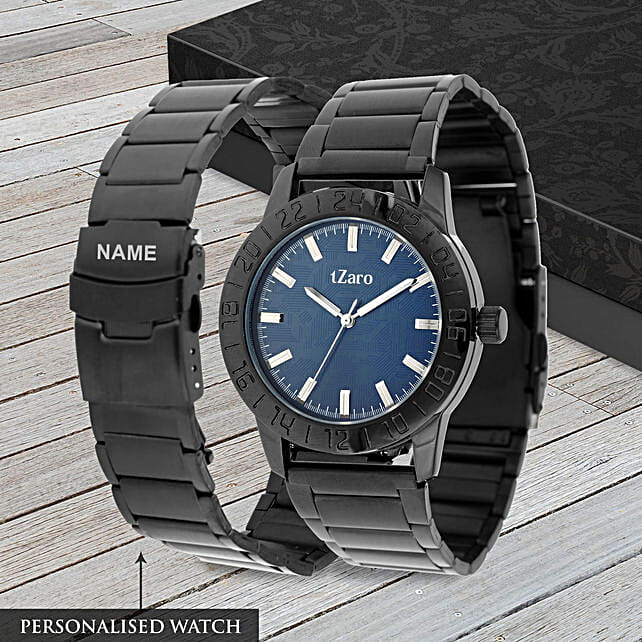 Buy/Send Personalised Black & Navy Blue Watch Online- FNP
