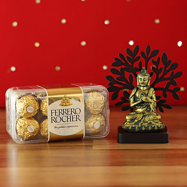 Buy/Send Namaste Buddha Idol & Ferrero Rocher Combo Online- FNP