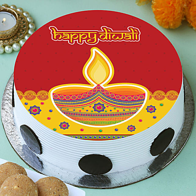 Buy/Send Happy Diwali Diya Pineapple Photo Cake Online- FNP