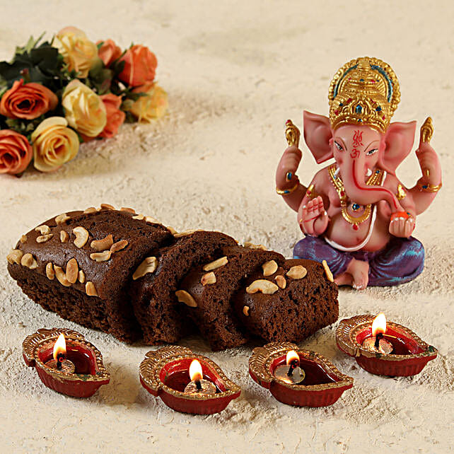 Buy/Send Multi Colour Ganesha & Plum Dry Cake Online- FNP