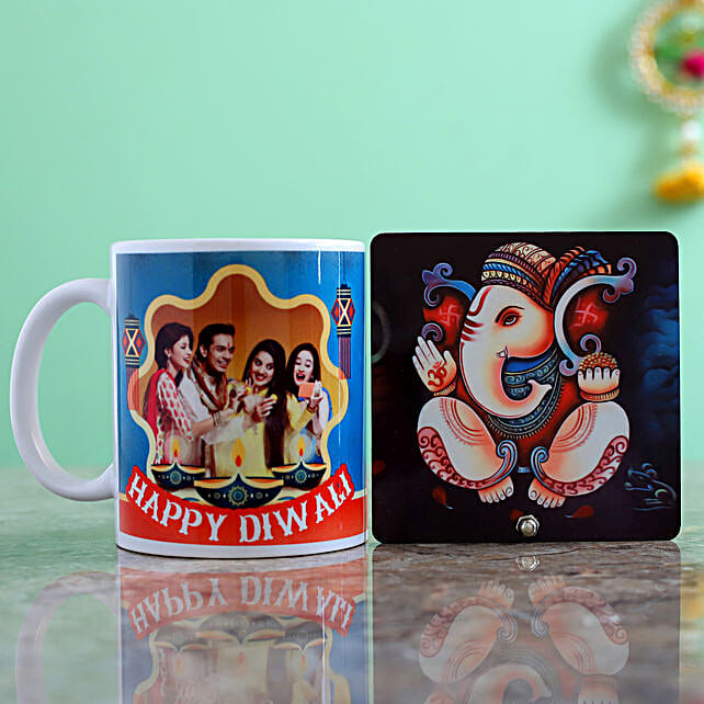 Buy/Send Personalised Happy Diwali Mug & Ganesha Table Top Online- FNP